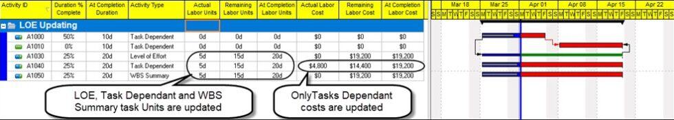Primavera P6 Resource Cost Calculations for LOE & WBS Tasks