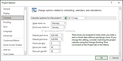 Understanding Microsoft Project Default Start and End Time